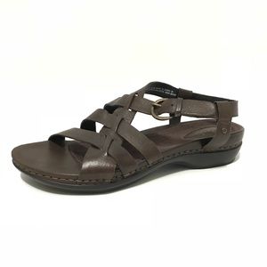 Clarks | Shoes | Clarks Sandals 75 Narrow Strap Walking Open Brown ...